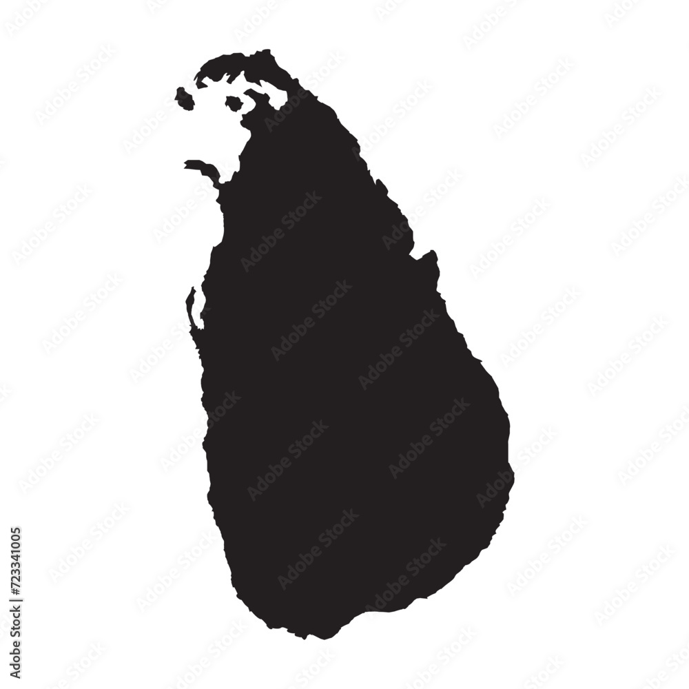 Sri Lanka map on white background vector, Sri Lanka Map Outline Shape ...