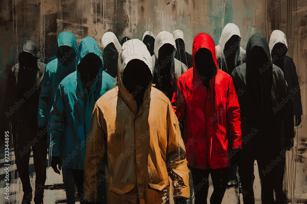 Groupe de personnes avec des capuches et dont on ne peut voir le visage ...