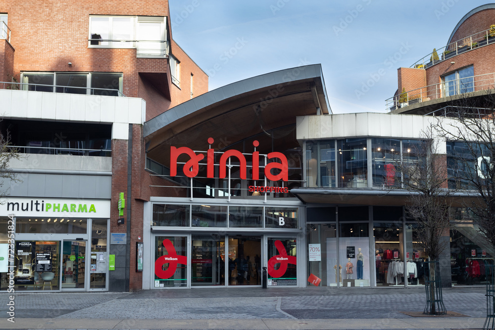 NINOVE, BELGIUM, 29 JANUARY 2024: The Ninia Shopping Center in Ninove ...