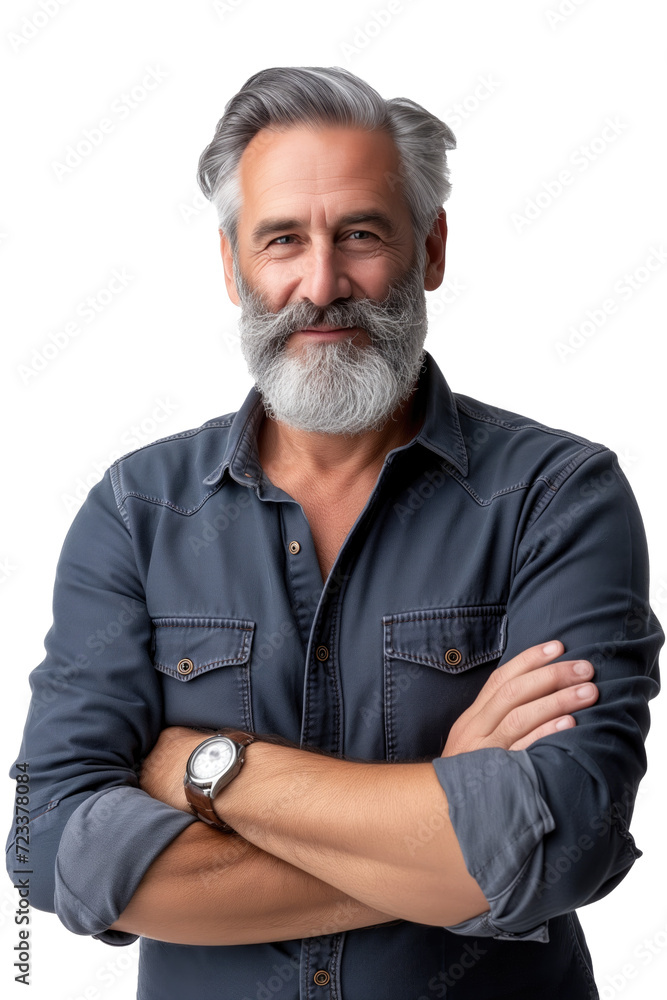 photo portrait of a handsome older man with fresh stylish hair and ...