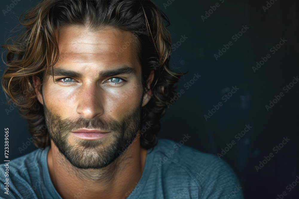 Handsome muscular male model face Stock Photo | Adobe Stock