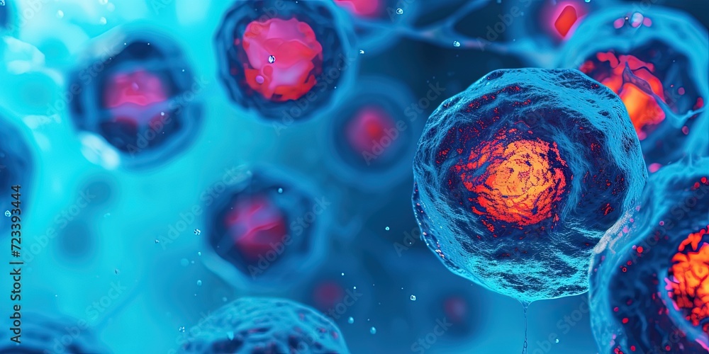 Blood cells close up, blood as our immune system, red blood cells, white blood cells, platelets ...