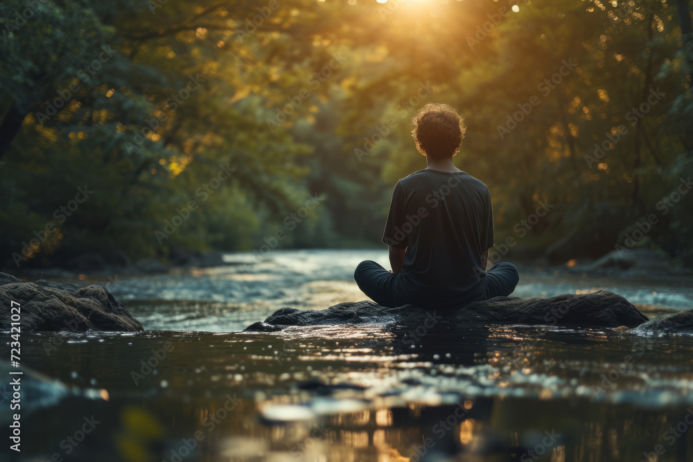 A guided imagery session, visualizing peaceful scenes and calming the ...