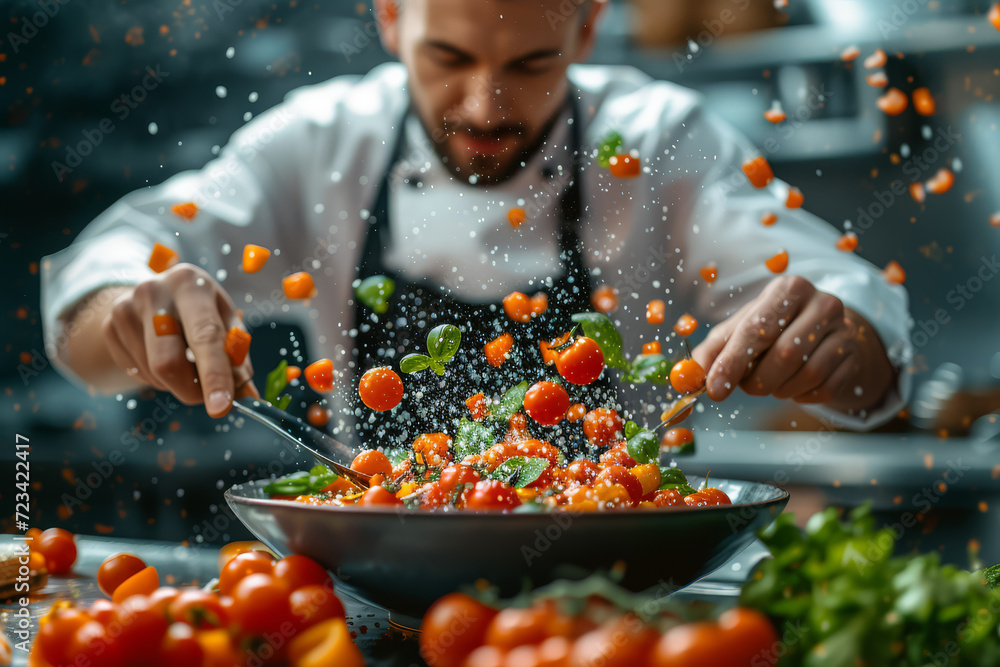 A chef using locally sourced ingredients to create traditional dishes ...