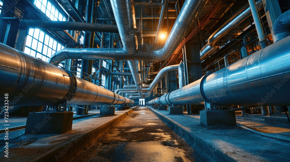 Pipeline of refinery plant, natural gas and oil pipes of factory in ...