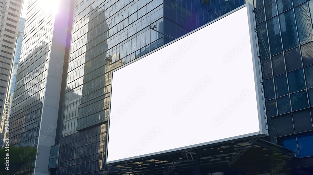 Large horizontal blank advertising poster billboard banner mockup in ...