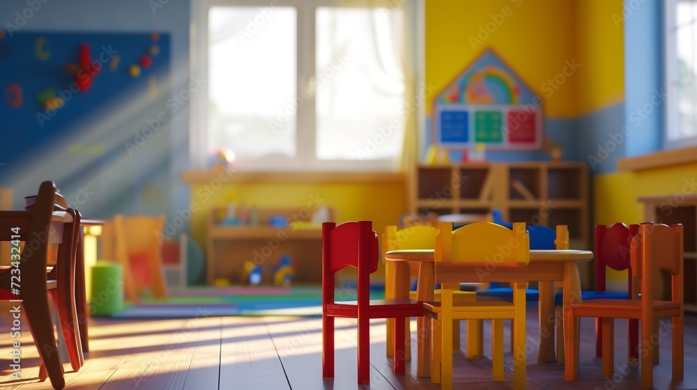 classroom of a daycare center without children and teacher : Generative ...