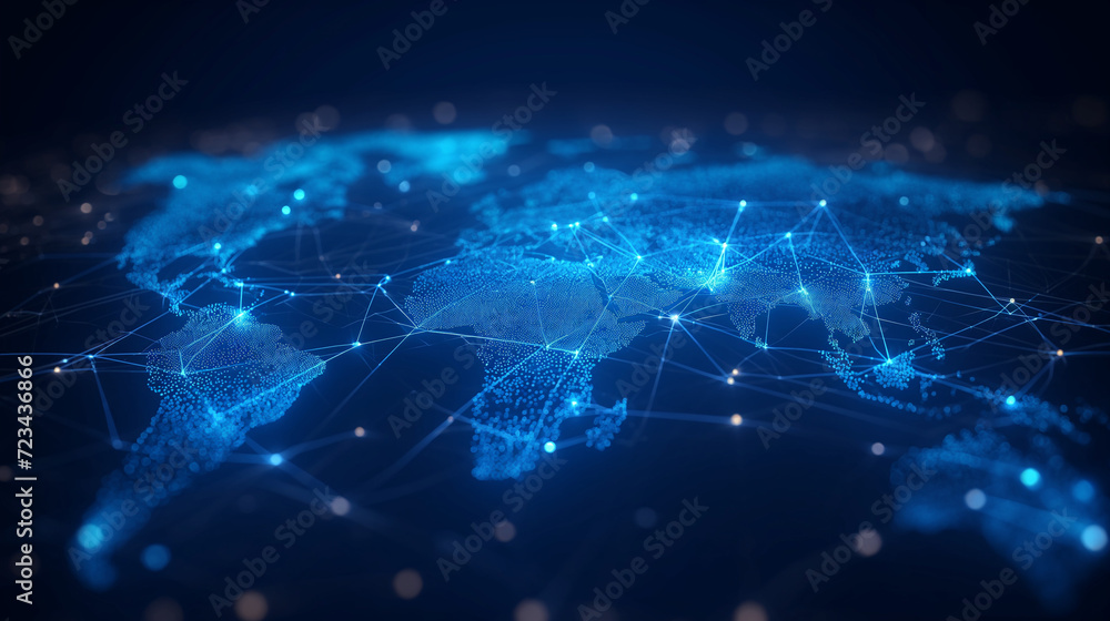 Blue Map of the World With Country Borders and Oceans Stock ...