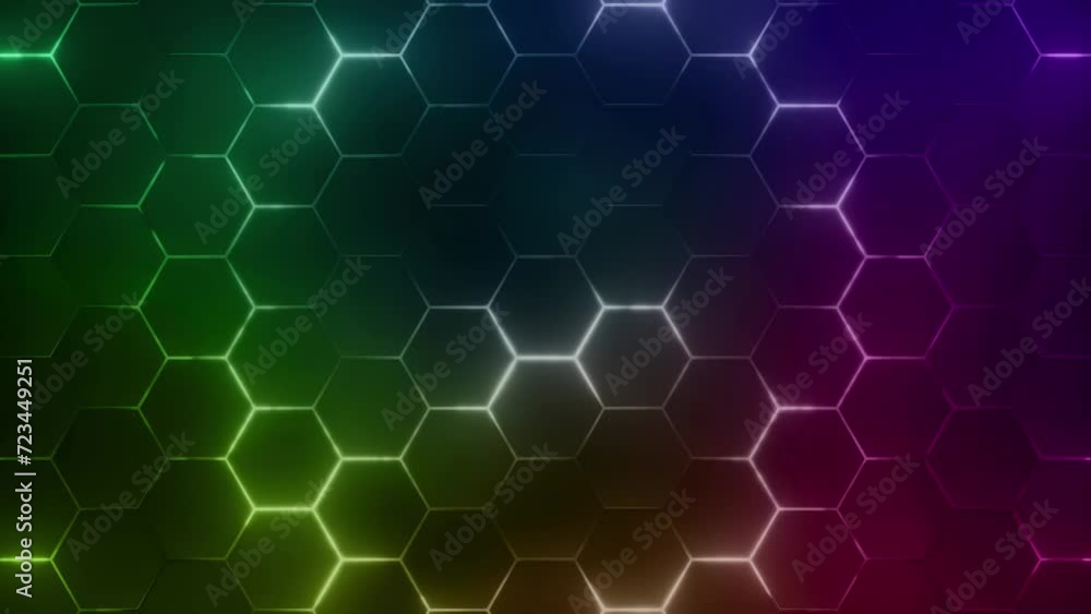 Futuristic hexagons honeycomb cyberspace surface, 4k Abstract Trendy Technology Background with ...
