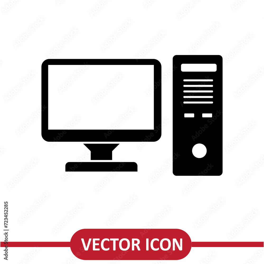 Desktop computer icon, pc icon vector illustration for site and app on ...