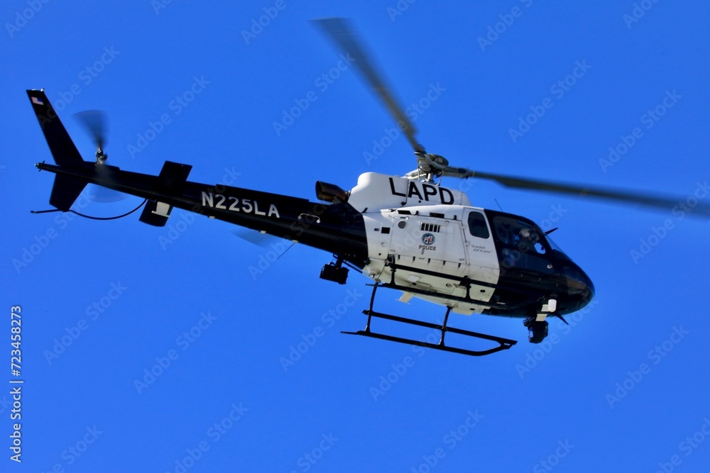 Air Support Division's LAPD helicopter is seen in the Los Angeles city ...