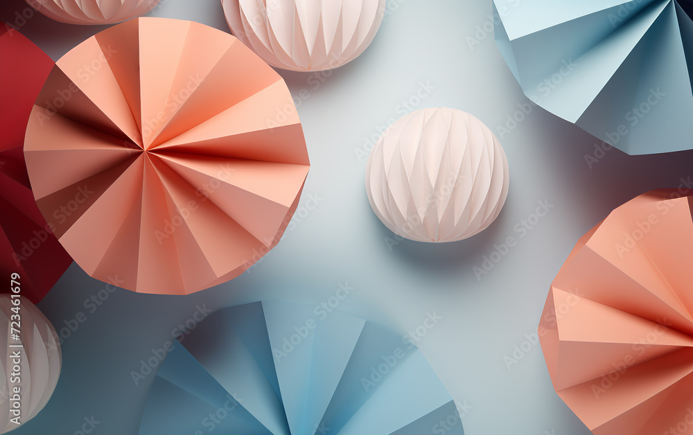 Wallpaper featuring origami circles. Some circles are cut in half ...