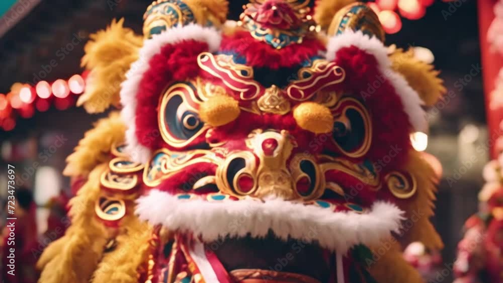 Lion Dance in Chinese New Year Celebration Stock Video | Adobe Stock