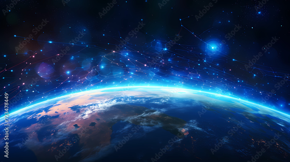 Earth in the cosmic sky, abstract space background of a planet in the ...