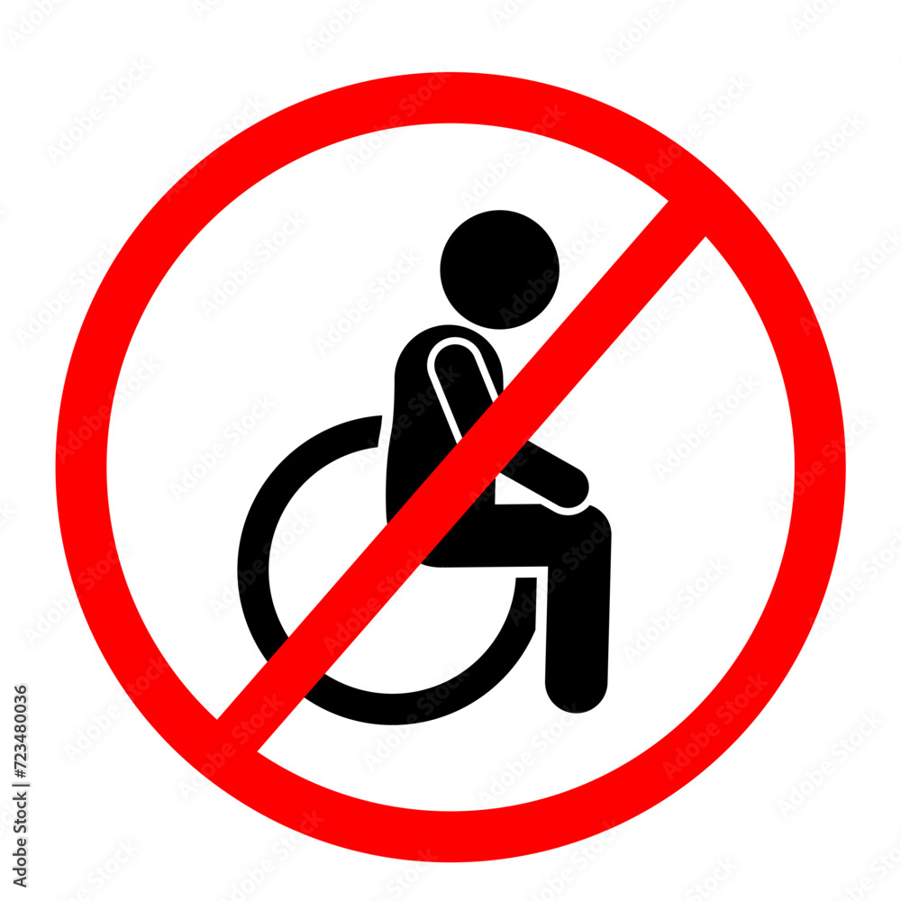 Disabled person sign. No disabled person symbol. Vector illustration ...