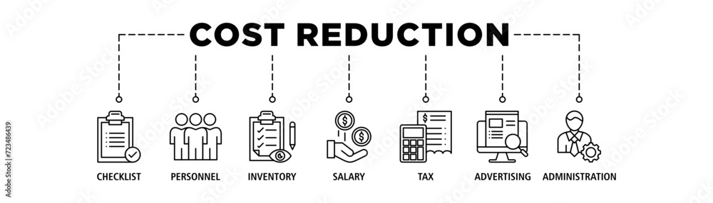 Cost reduction banner web icon set vector illustration concept with ...
