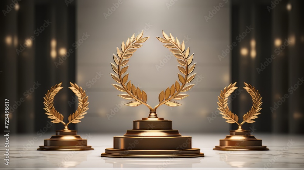 Winner award podium prize silver gold trophy win champion pedestal ...