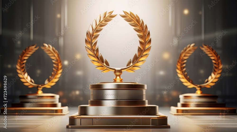 Winner award podium prize silver gold trophy win champion pedestal ...