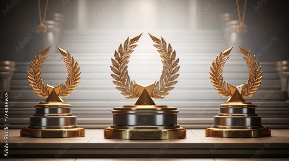Winner award podium prize silver gold trophy win champion pedestal ...