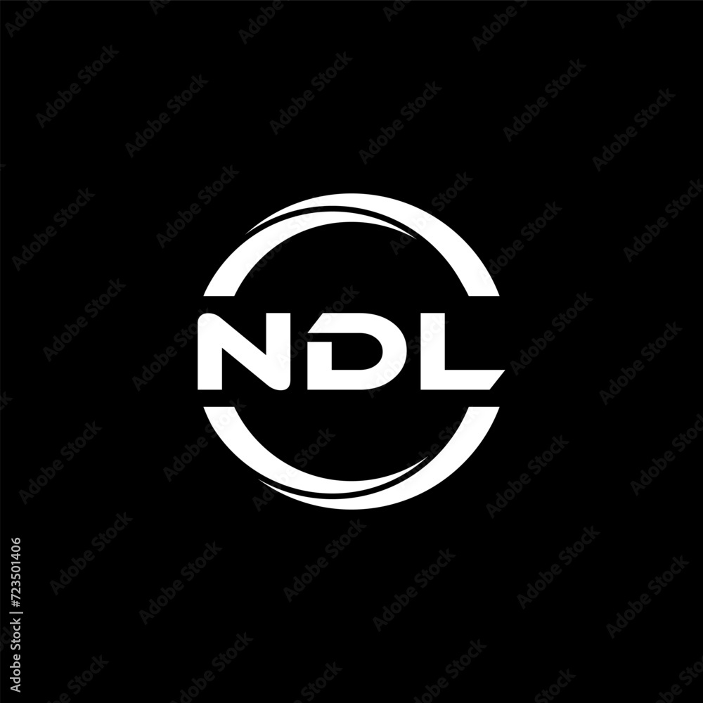 NDL letter logo design with black background in illustrator, cube logo ...