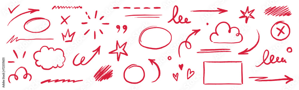 Line text highlight, red hand drawn pen brush marker vector. Line text ...
