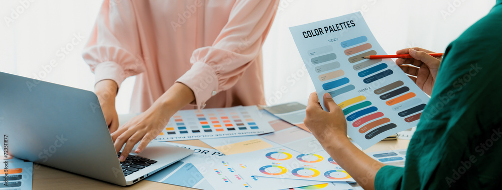 Creative graphic design presents selective color while manager using ...