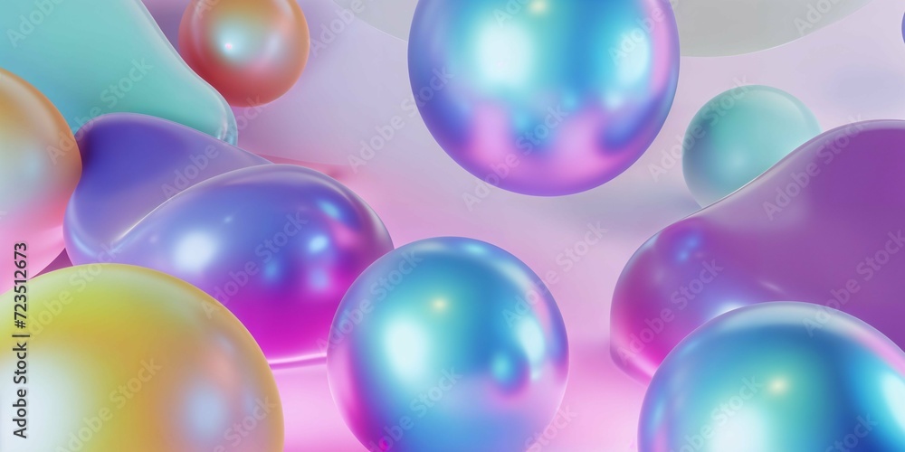 Bubble shapes, abstract modern style shapes, shiny metallic orbs ...