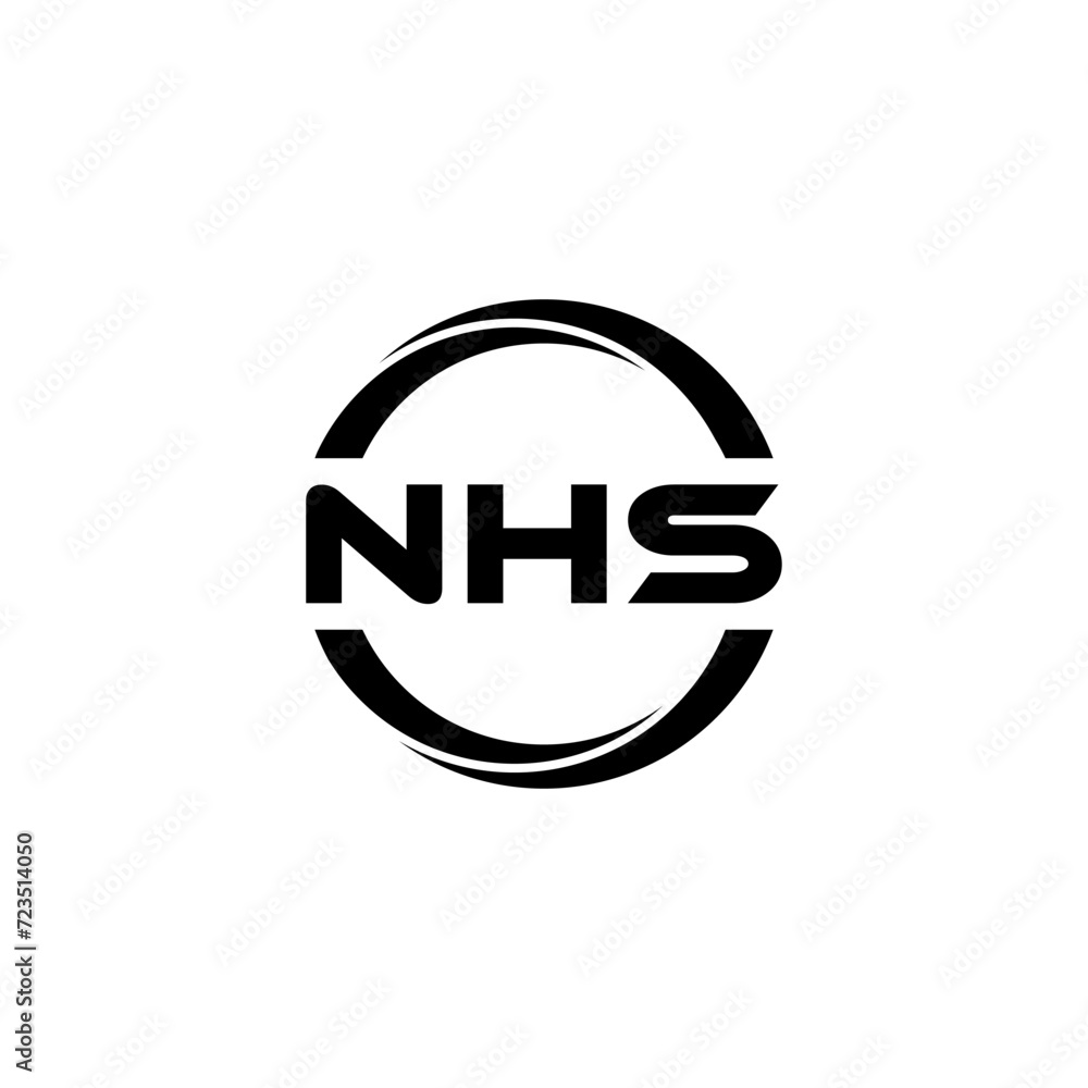 NHS letter logo design with white background in illustrator, cube logo ...