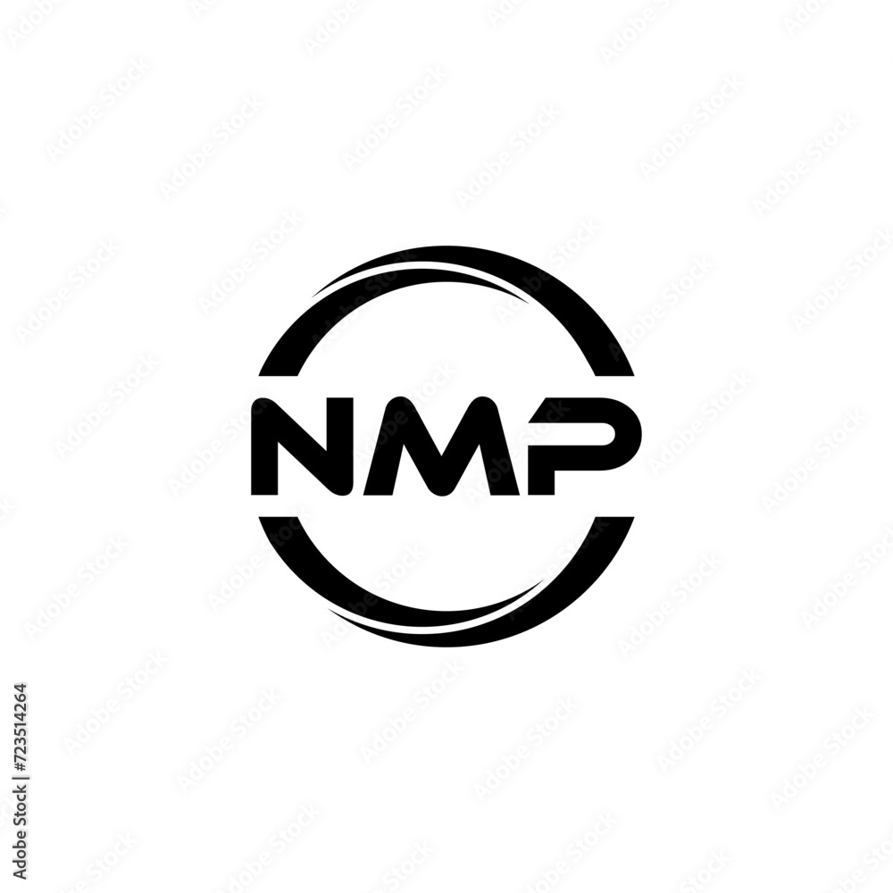 NMP letter logo design with white background in illustrator, cube logo ...