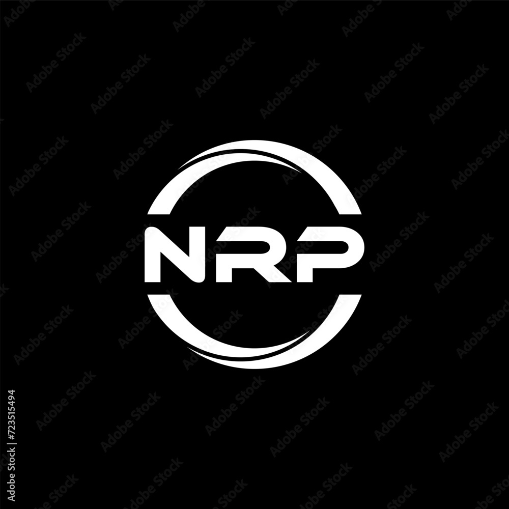 NRP letter logo design with black background in illustrator, cube logo ...