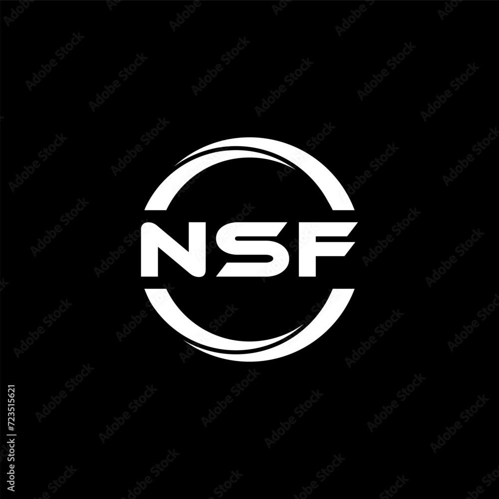 NSF letter logo design with black background in illustrator, cube logo ...