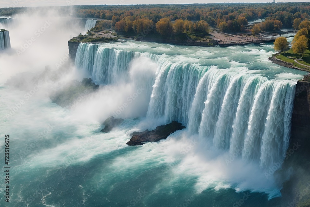 Niagara Falls, USA. Aerial view of the most powerful waterfall in the ...