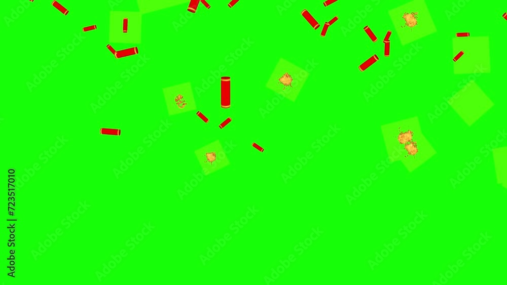 Chinese new year firecrackers exploding animation on green screen ...