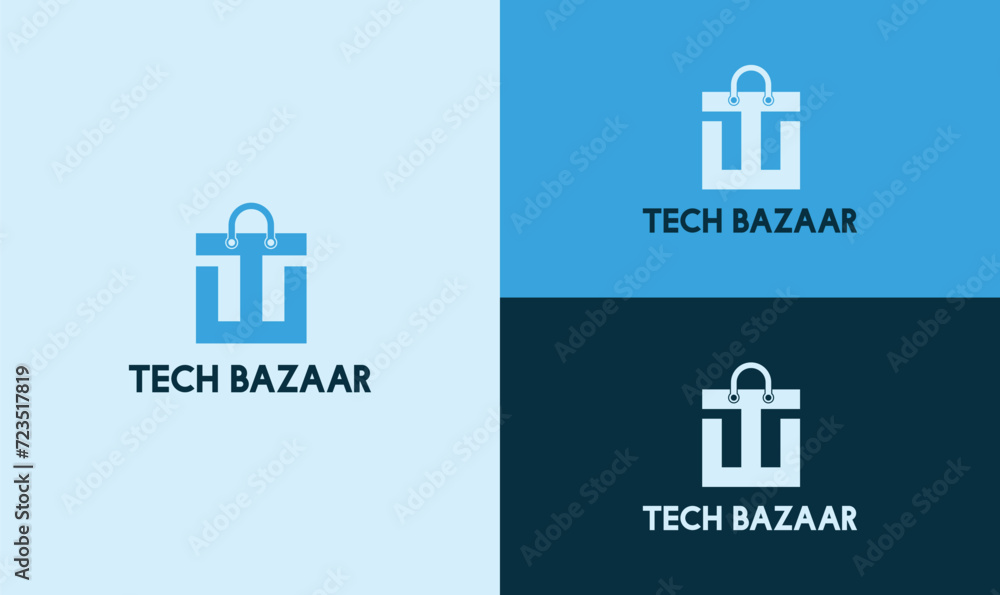 E commerce logo design,tech bazaar logo design,tech market logo,tech ...