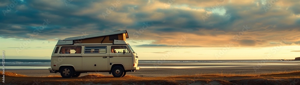 Camper Van Freedom, capture a camper van parked by the beach or in a ...