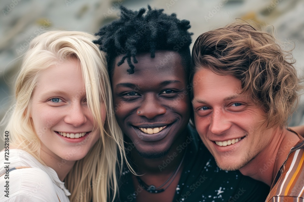 Polyamorous people, Smiling blond Scandinavian man sharing his wife ...