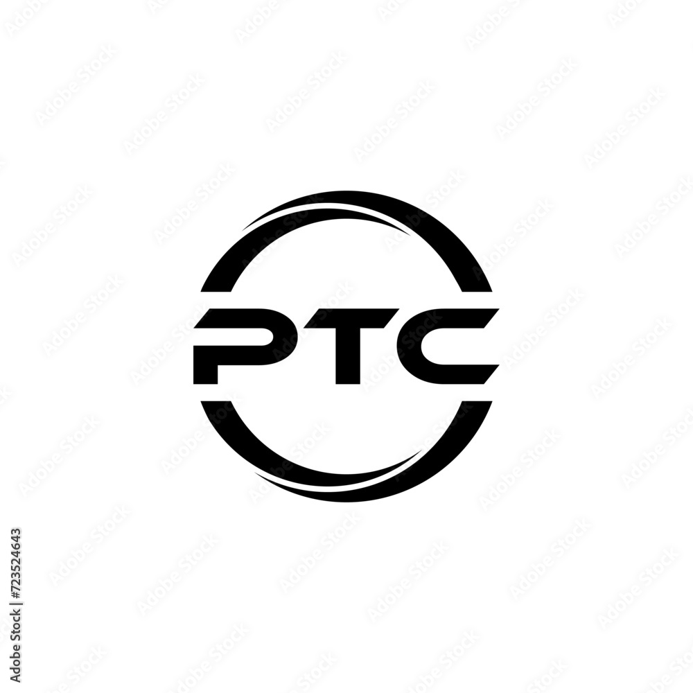 PTC letter logo design with white background in illustrator, cube logo ...