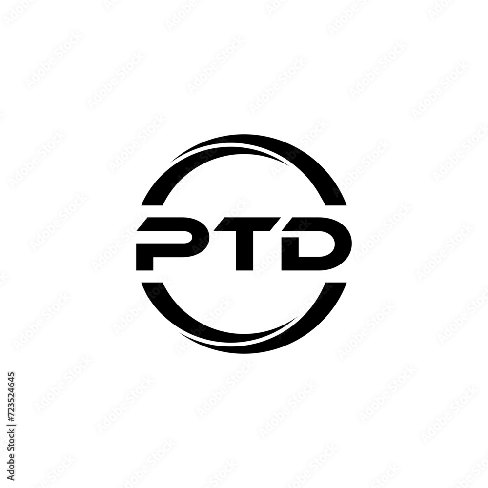 PTD letter logo design with white background in illustrator, cube logo ...