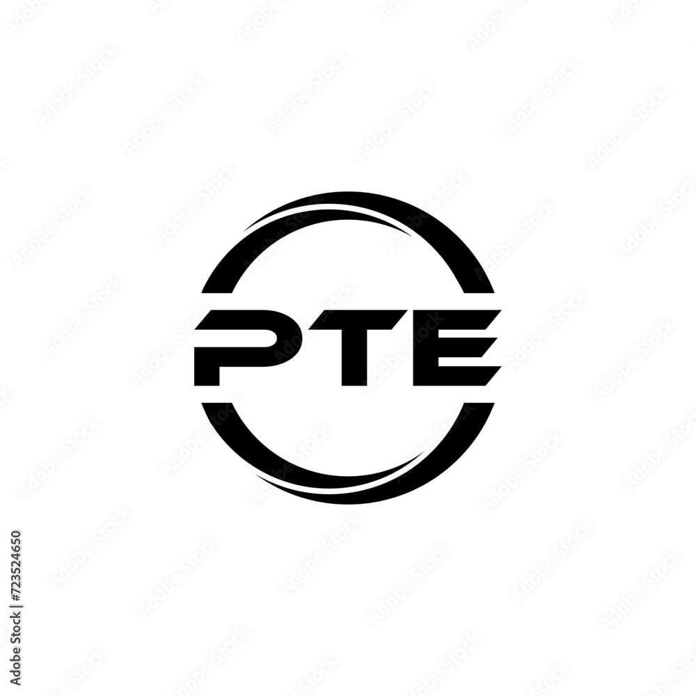 PTE letter logo design with white background in illustrator, cube logo ...