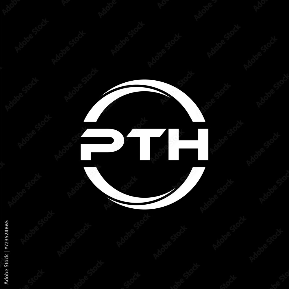 PTH letter logo design with black background in illustrator, cube logo ...