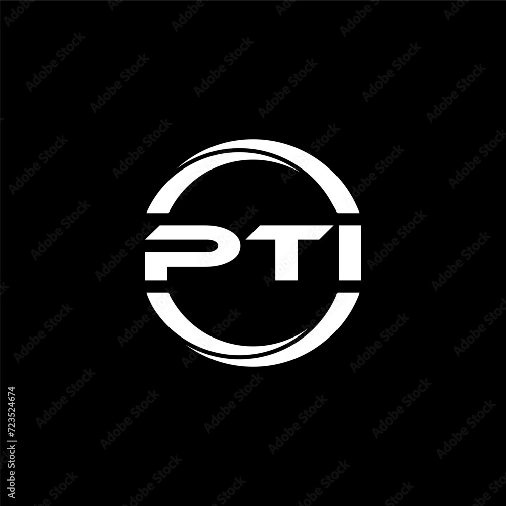 PTI letter logo design with black background in illustrator, cube logo ...
