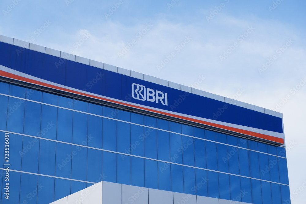 BRI bank logo on top of building. PT Bank Rakyat Indonesia (Persero ...
