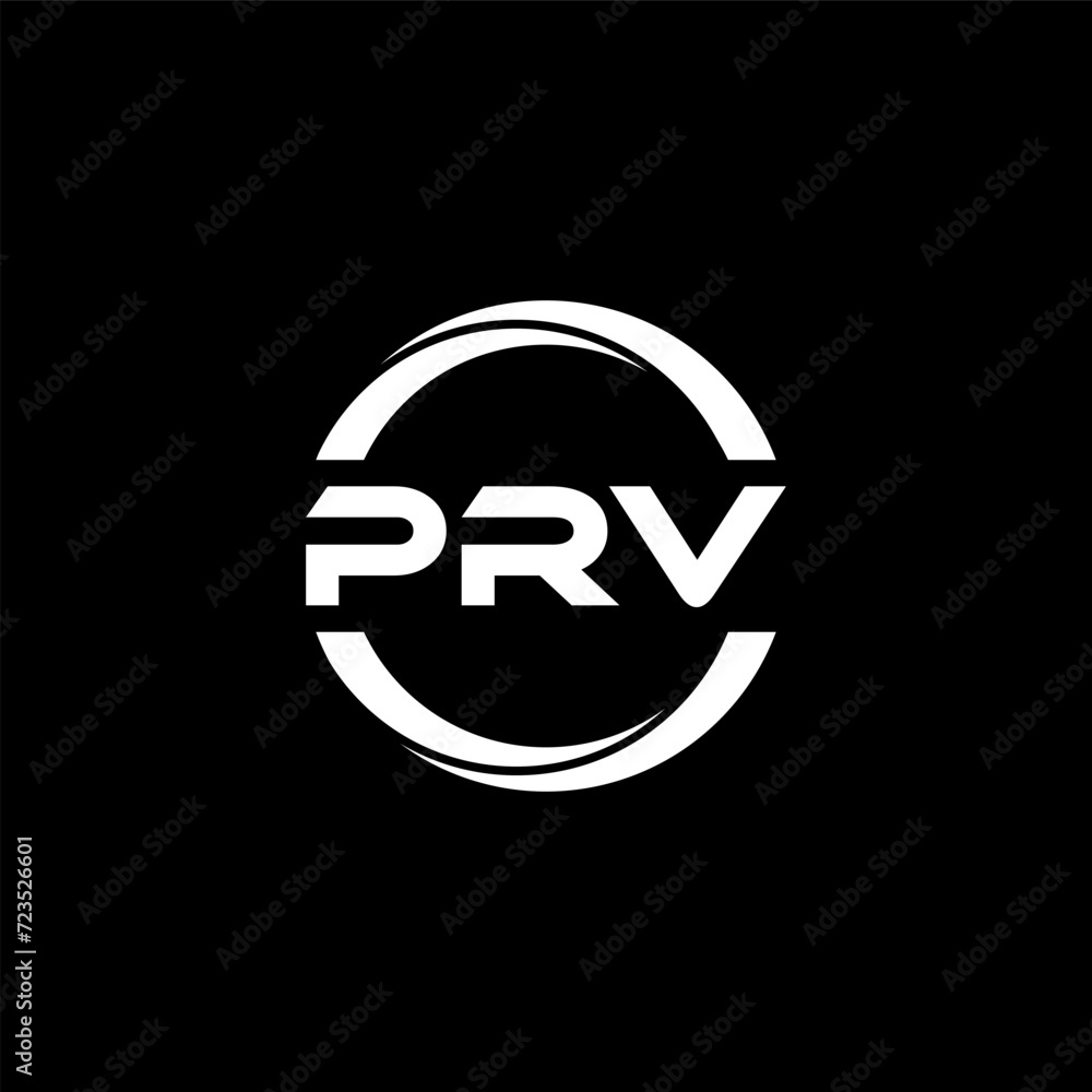 PRV letter logo design with black background in illustrator, cube logo ...