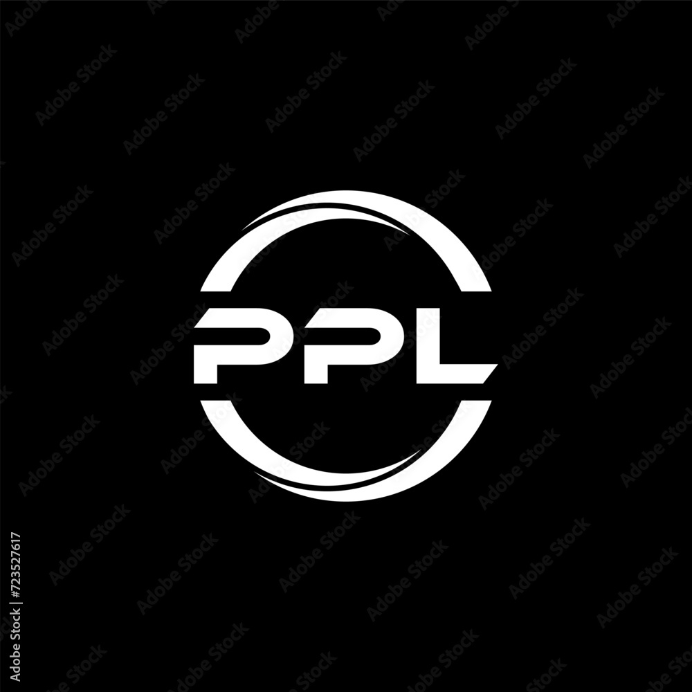 PPL letter logo design with black background in illustrator, cube logo ...
