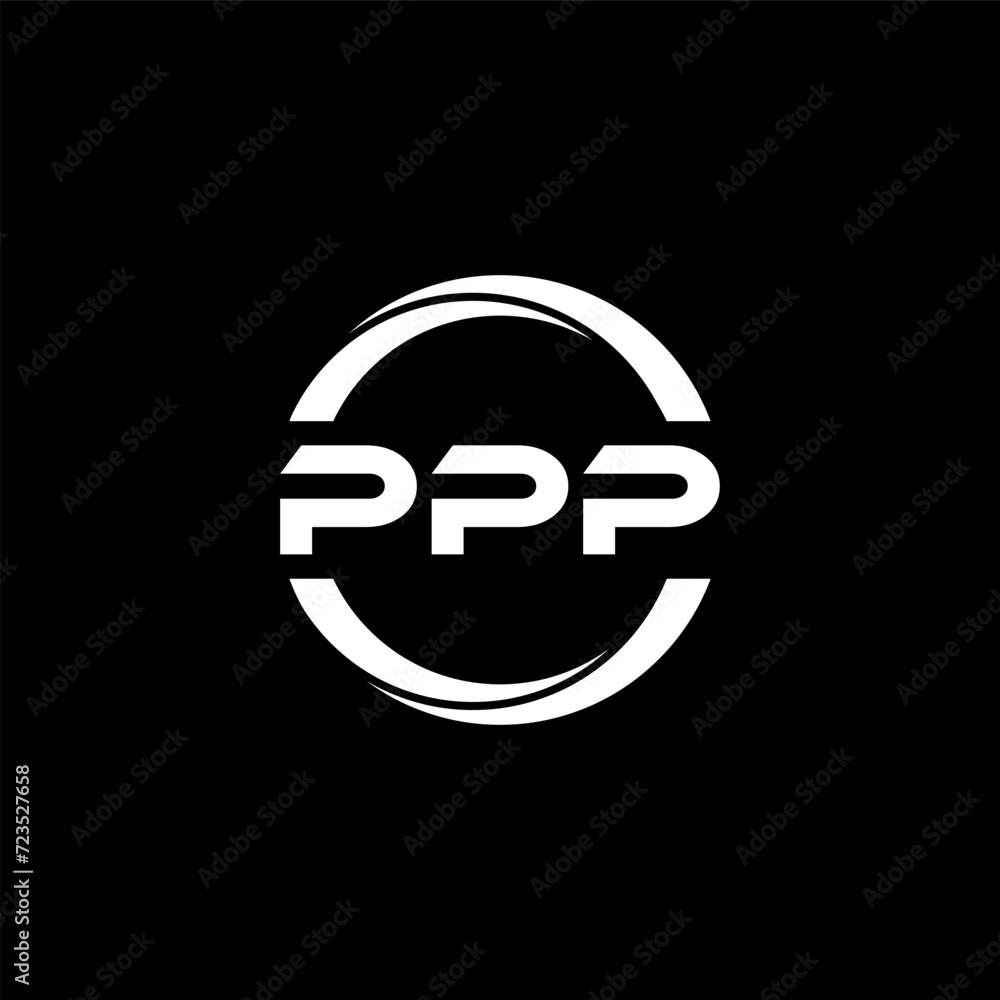 PPP letter logo design with black background in illustrator, cube logo ...