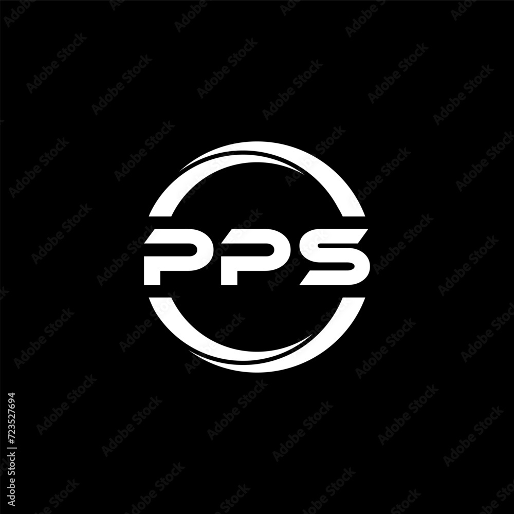 PPS letter logo design with black background in illustrator, cube logo ...