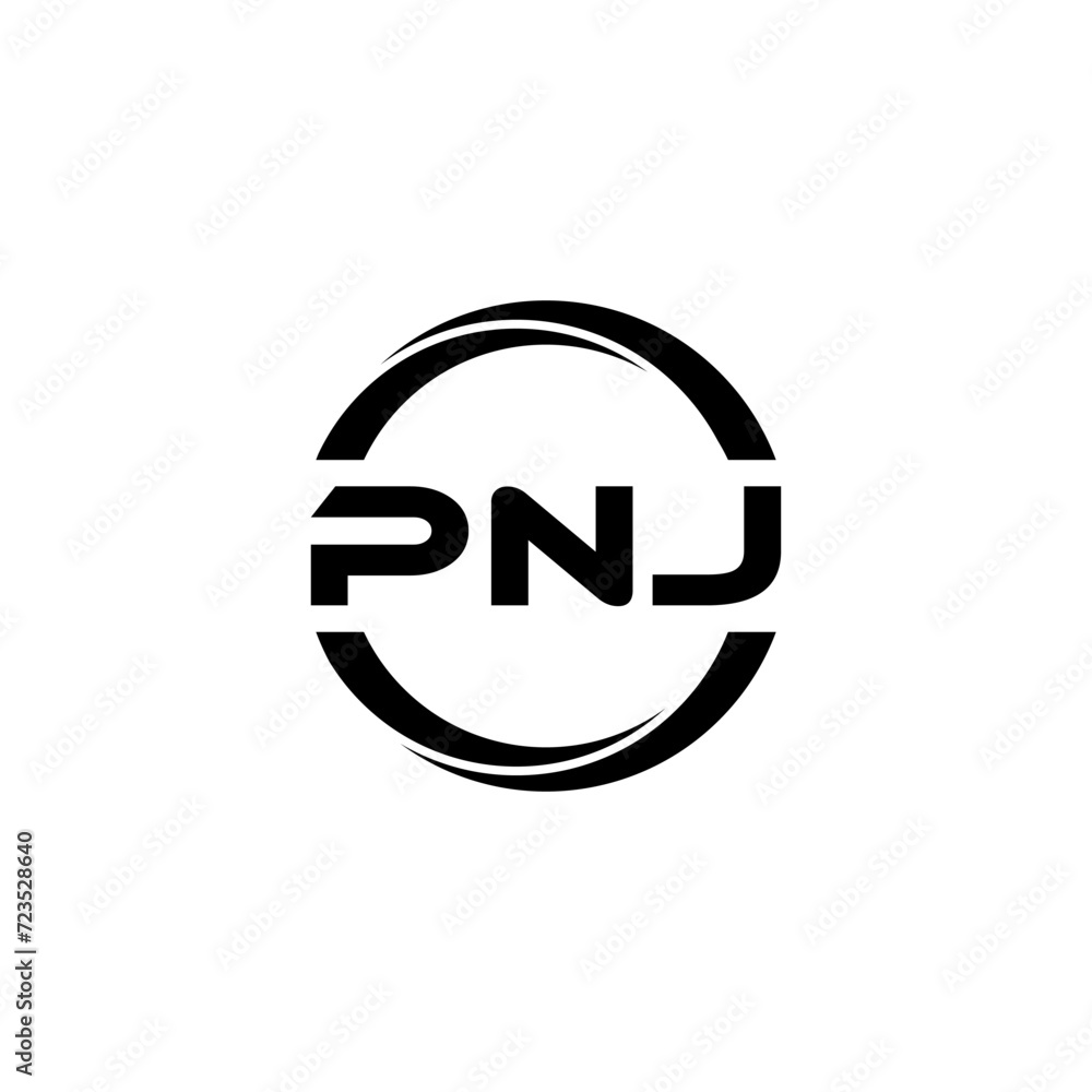 PNJ letter logo design with white background in illustrator, cube logo ...