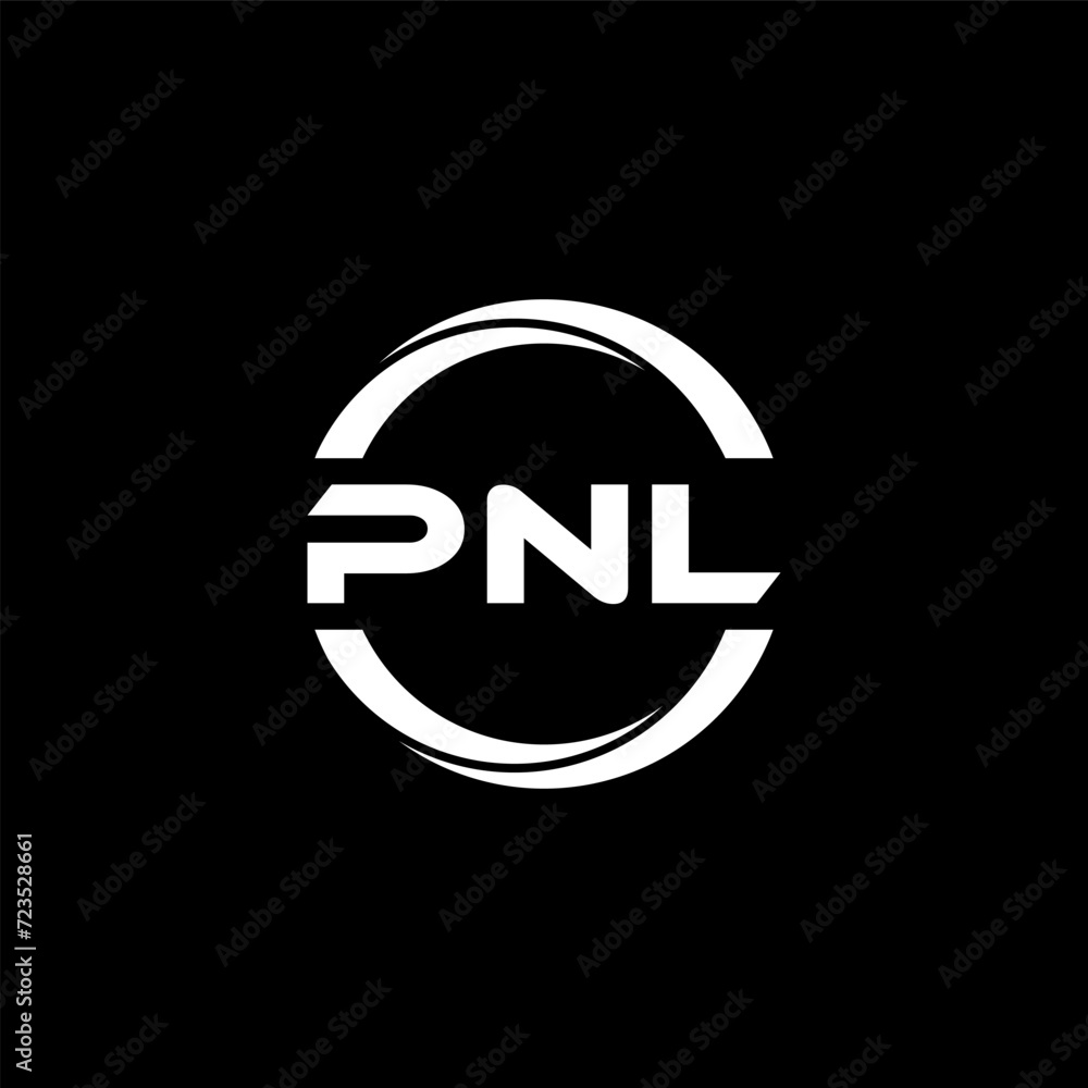 PNL letter logo design with black background in illustrator, cube logo ...