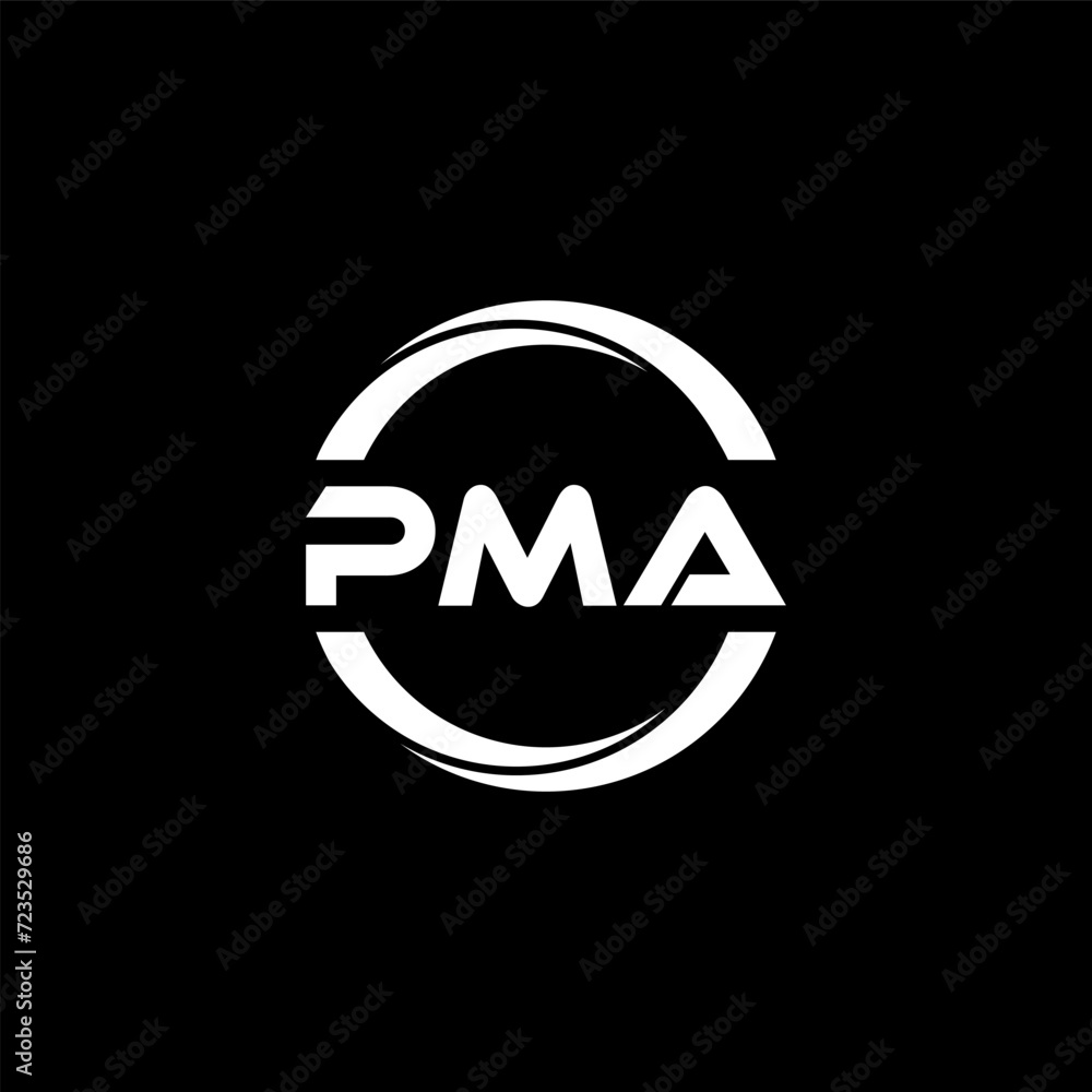 PMA letter logo design with black background in illustrator, cube logo ...