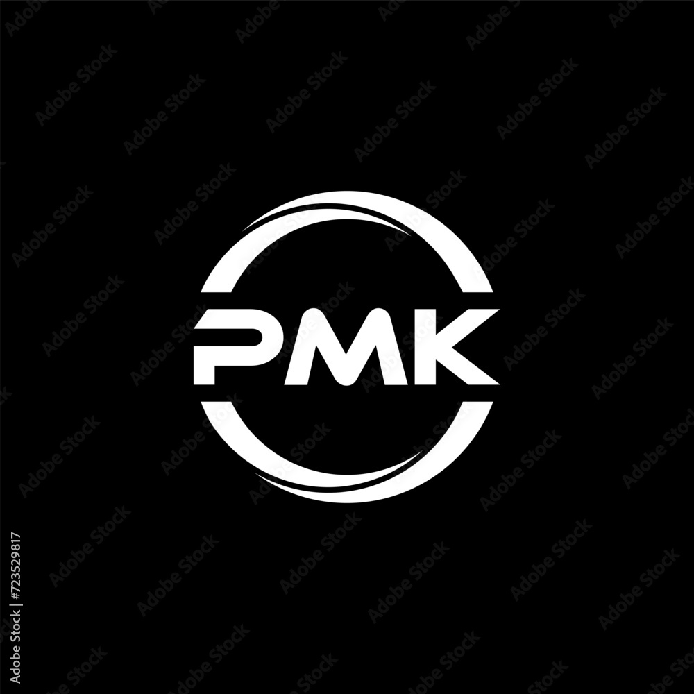 PMK letter logo design with black background in illustrator, cube logo ...